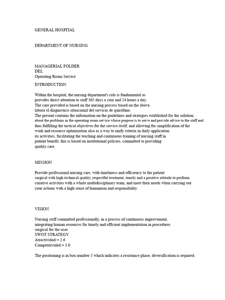 Operating Room Nursing Service Strategies | PDF | Nursing | Hospital