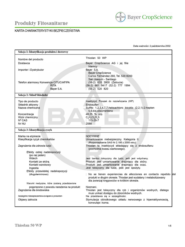 Thiodan 50 WP | PDF