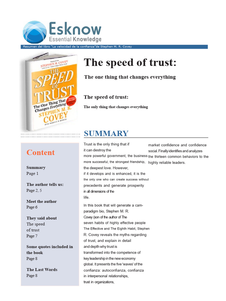 Covey, Stephen M. R. - The Speed of Trust (Esknow) | PDF | Social ...