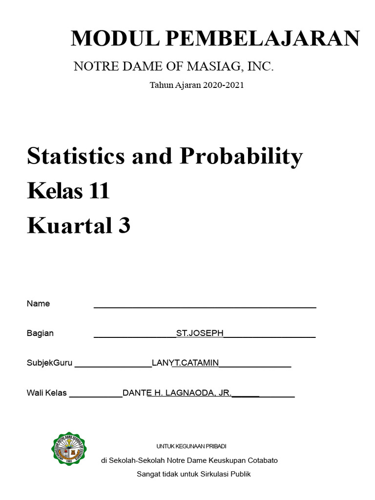 Modul Pembelajaran Statistik Kelas 11 | PDF