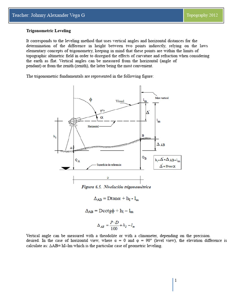 Trigonometric Leveling | PDF | Topography | Trigonometry