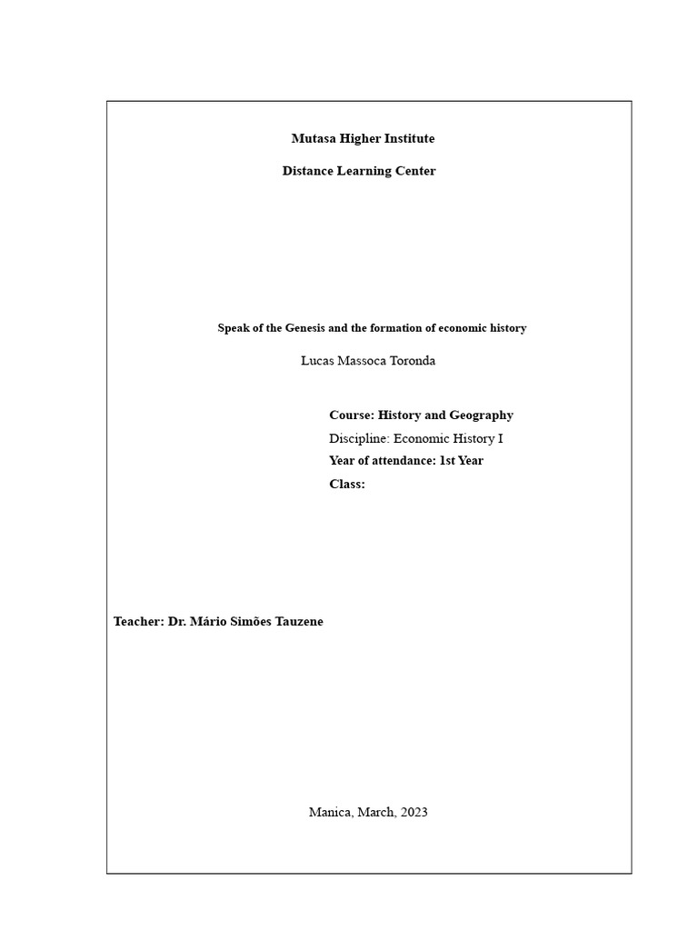 Economic History I Assignment | PDF | Value (Economics) | Economics