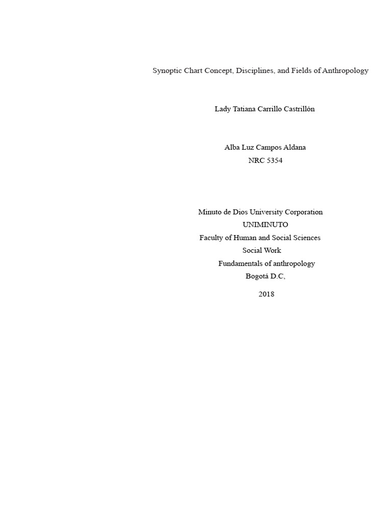 Synoptic Chart | PDF | Anthropology | Cultural Anthropology