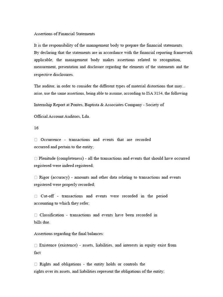 Assertions of Financial Statements | PDF