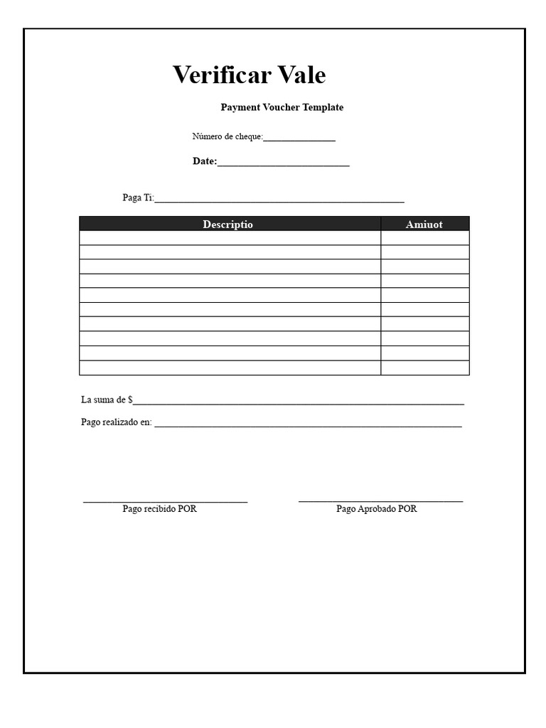 Plantilla de Cheque-Voucher | PDF