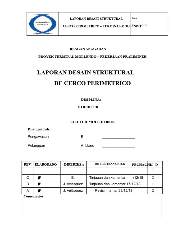 Desain Struktur Cerco Perimetro Mollendo | PDF