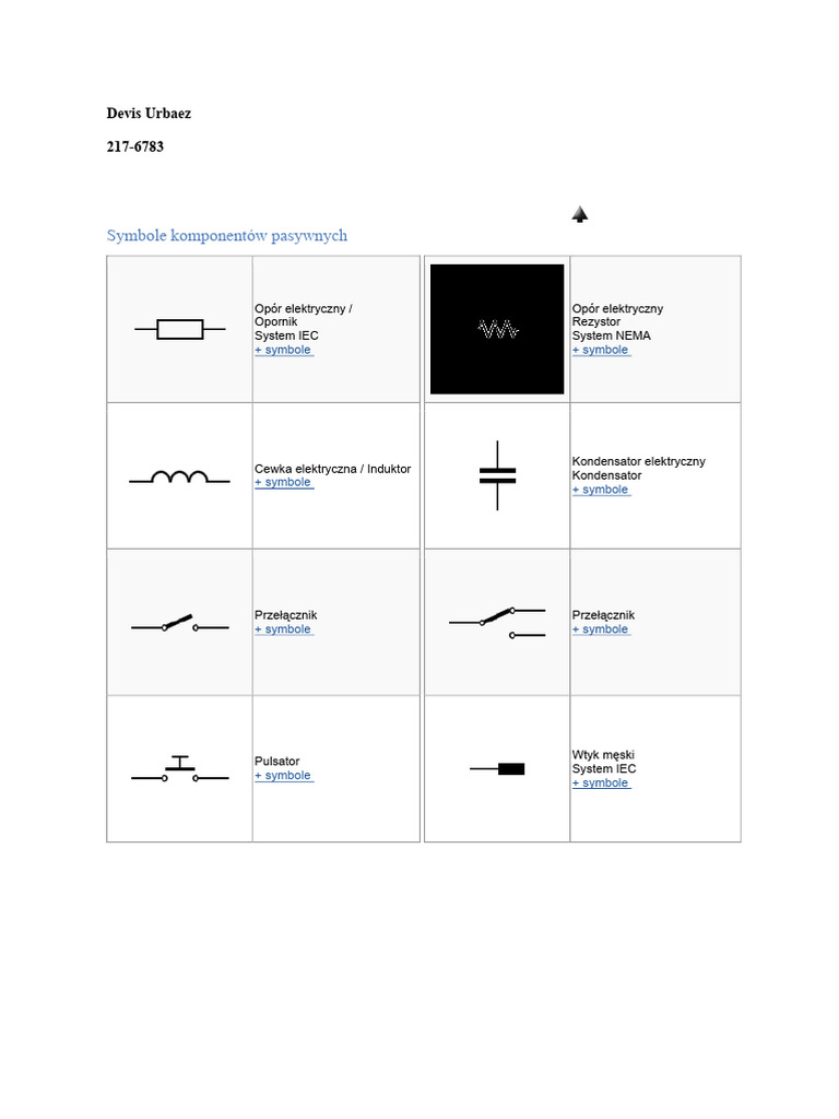 Symbole Komponentów Elektronicznych | PDF