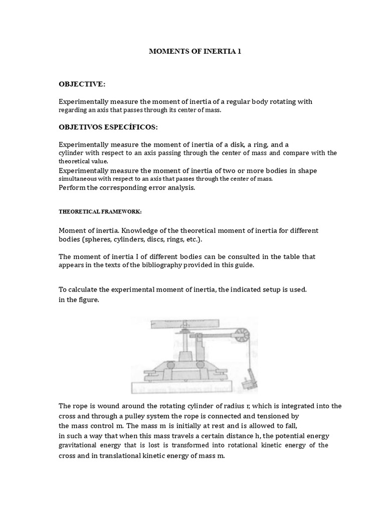 Lab - Moments of Inertia 1 - Umng | PDF | Mass | Rotation