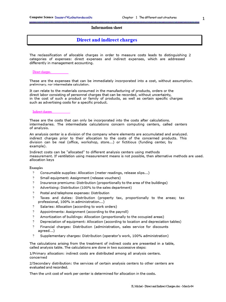 Direct vs Indirect Cost Management | PDF | Depreciation | Management ...