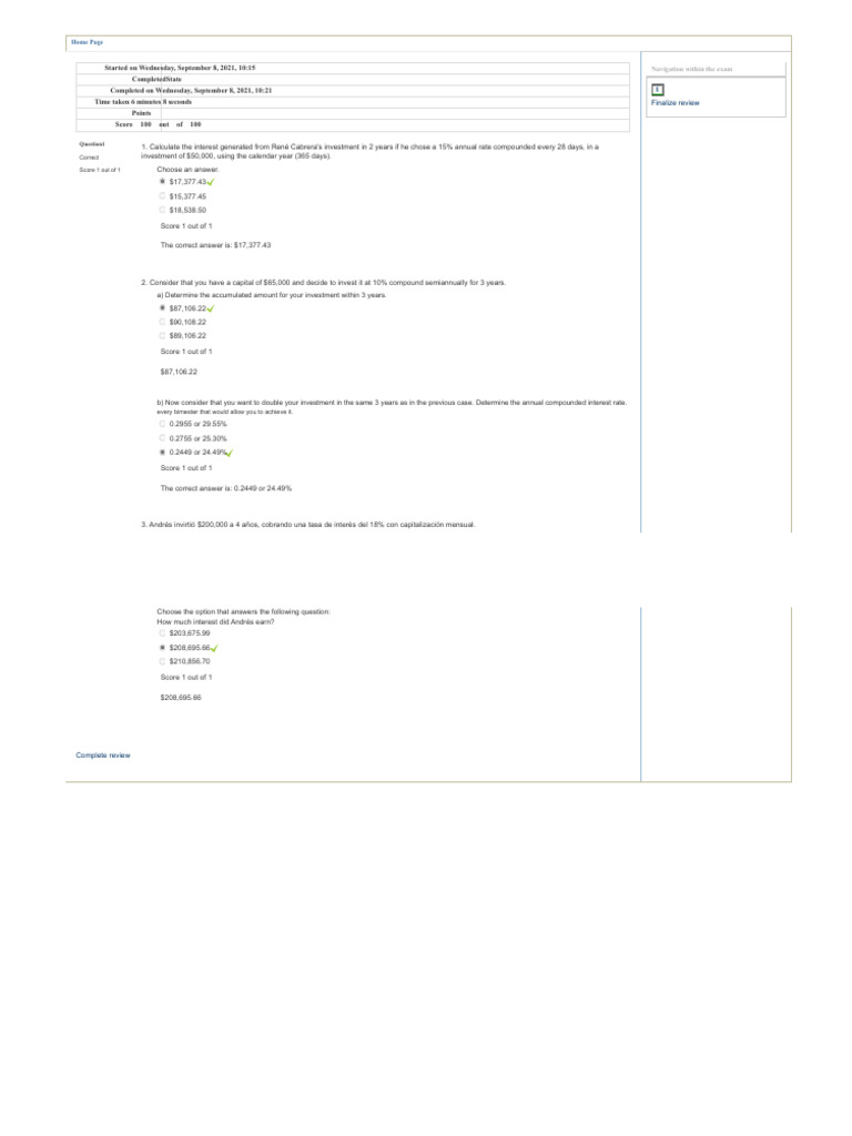 Compound Interest Exam | PDF | Interest | Compound Interest