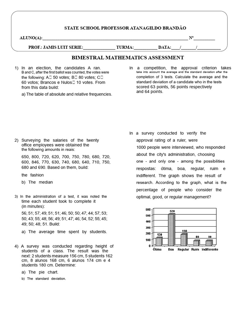 Bimestral Mathematics Assessment Guide | PDF | Average