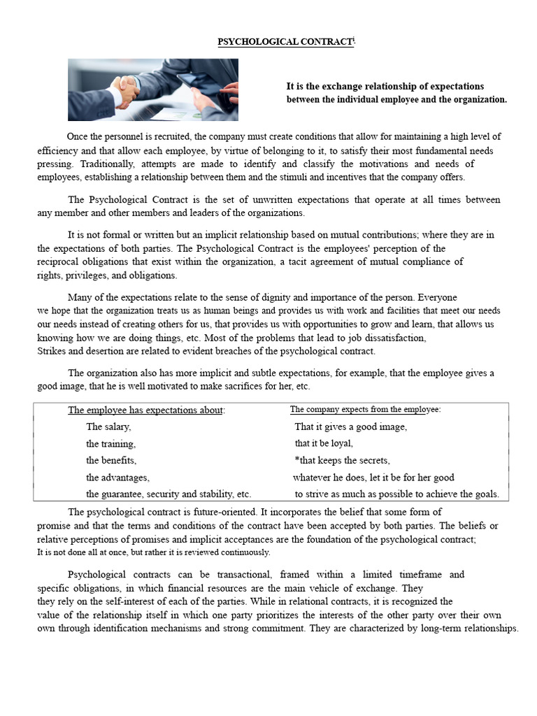 Understanding the Psychological Contract | PDF | Psychological Concepts ...