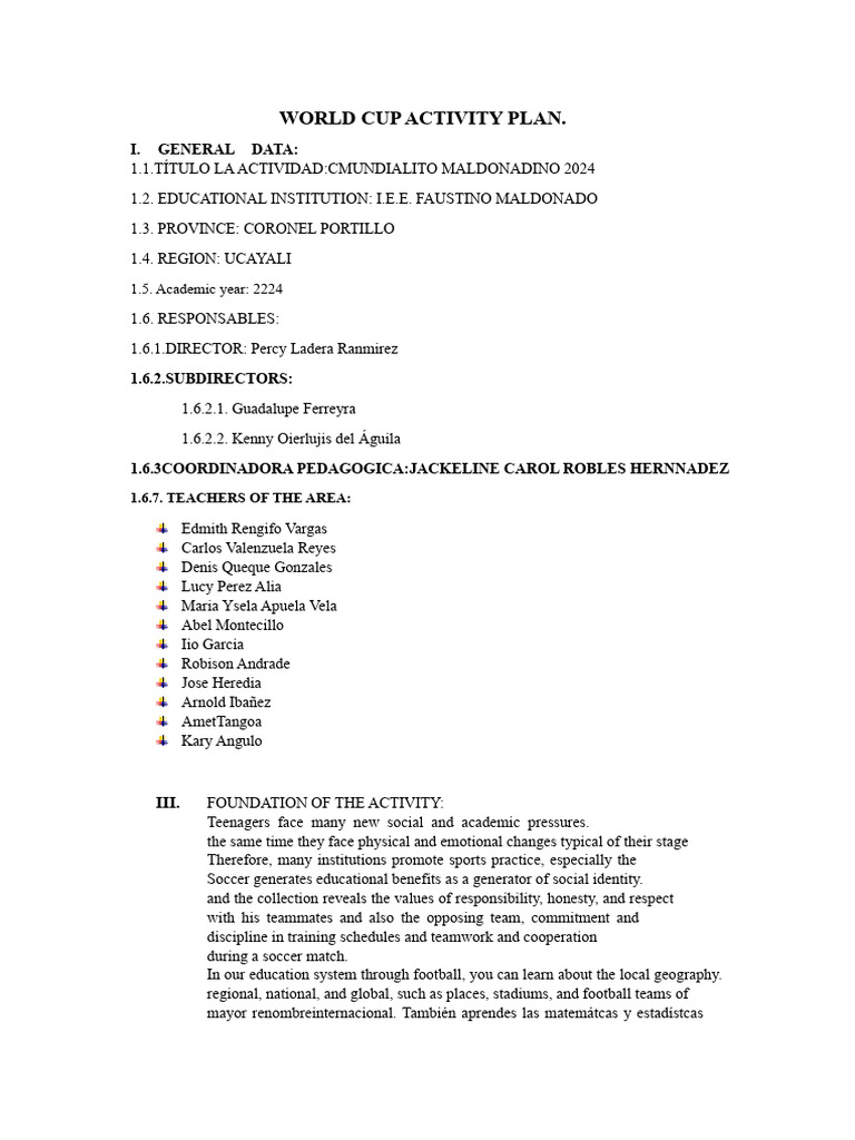 World Cup Activity Plan | PDF