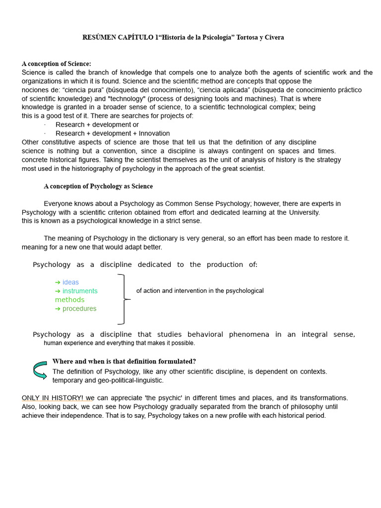 Summary of The History of Psychology | PDF | Psychology | Experience