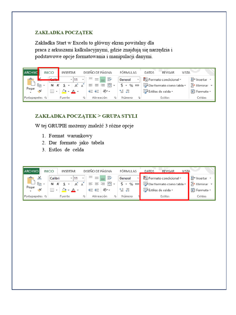 KARTA STARTOWA Excel | PDF