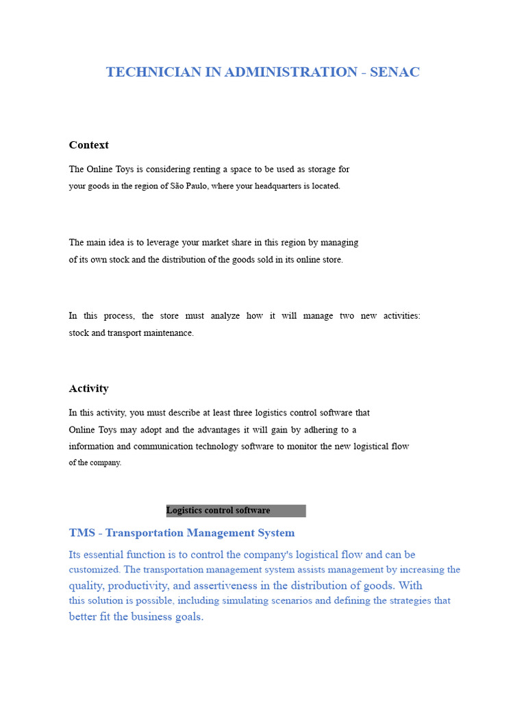 Logistic Control Softwares | PDF | Logistics | Transport