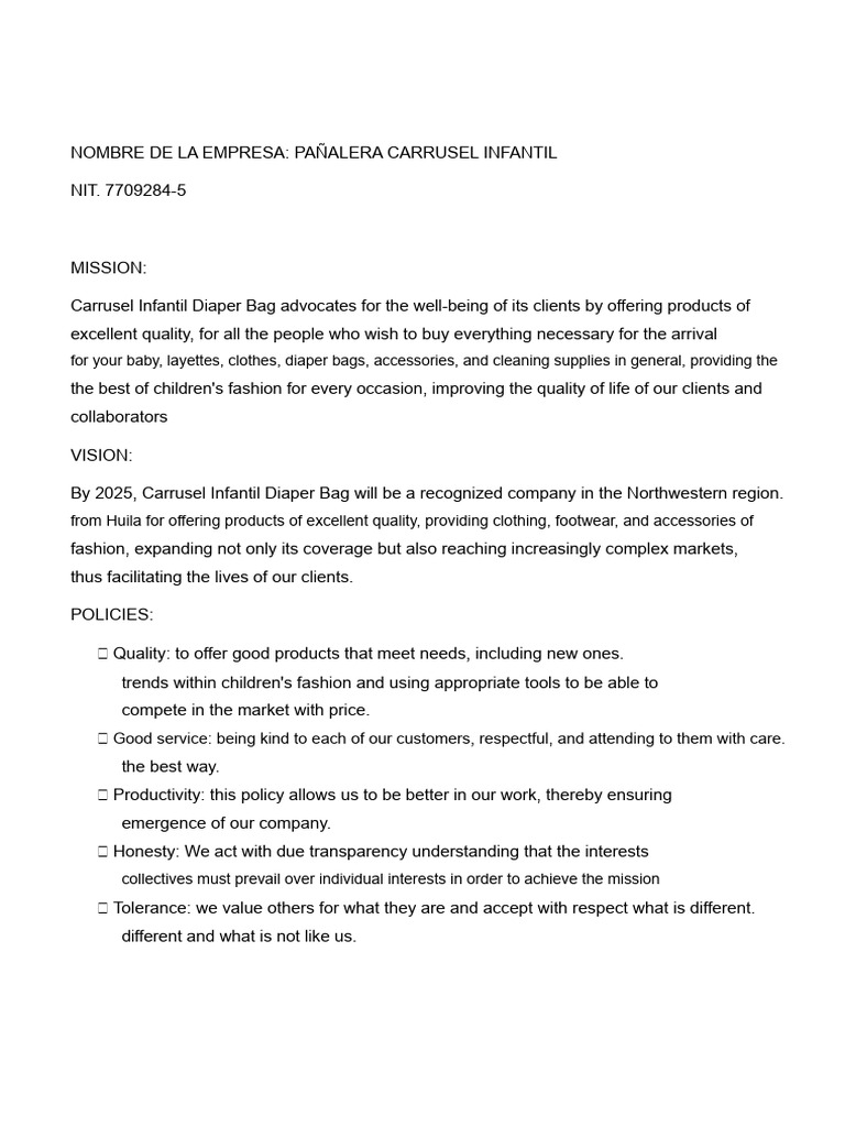SWOT Matrix Children's Carousel Diaper Bag | PDF | Business Economics ...