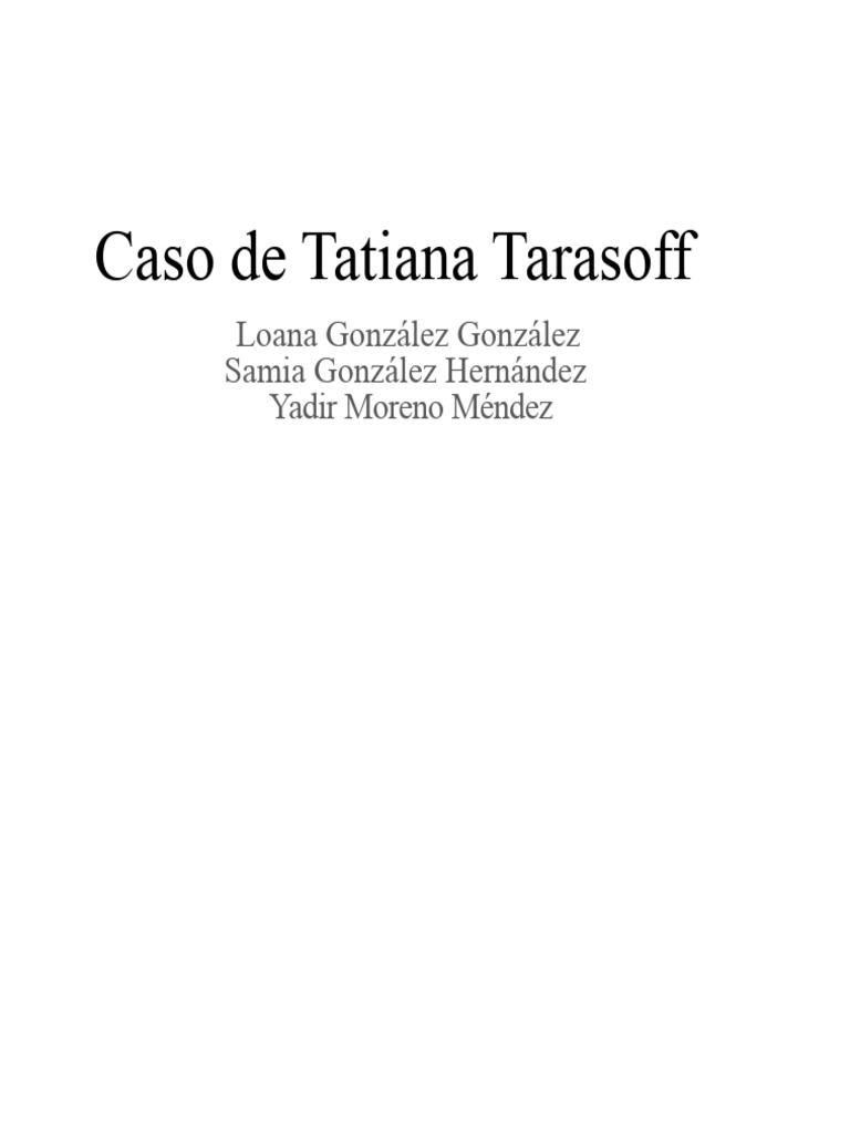Caso Tatiana Tarasoff: Dever de Avisar | PDF | Psicologia