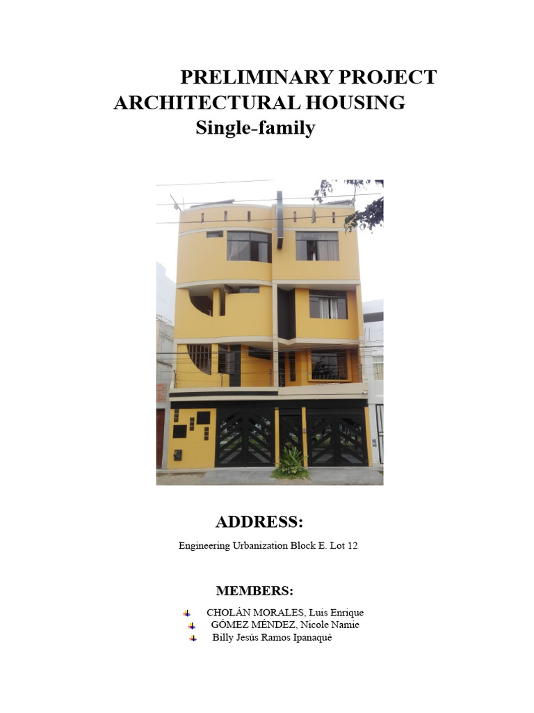 Preliminary Architectural Housing Project | PDF