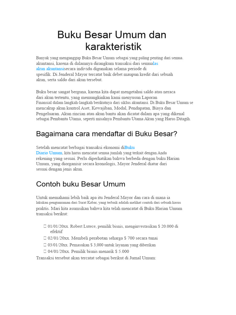 Buku Besar Umum Dan Karakteristiknya | PDF