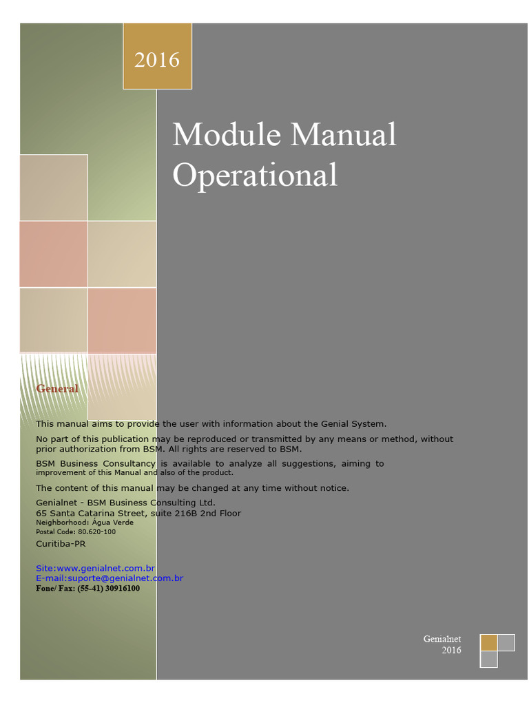 Genial System Manual - Operational Module 2016-1 | PDF | Password ...