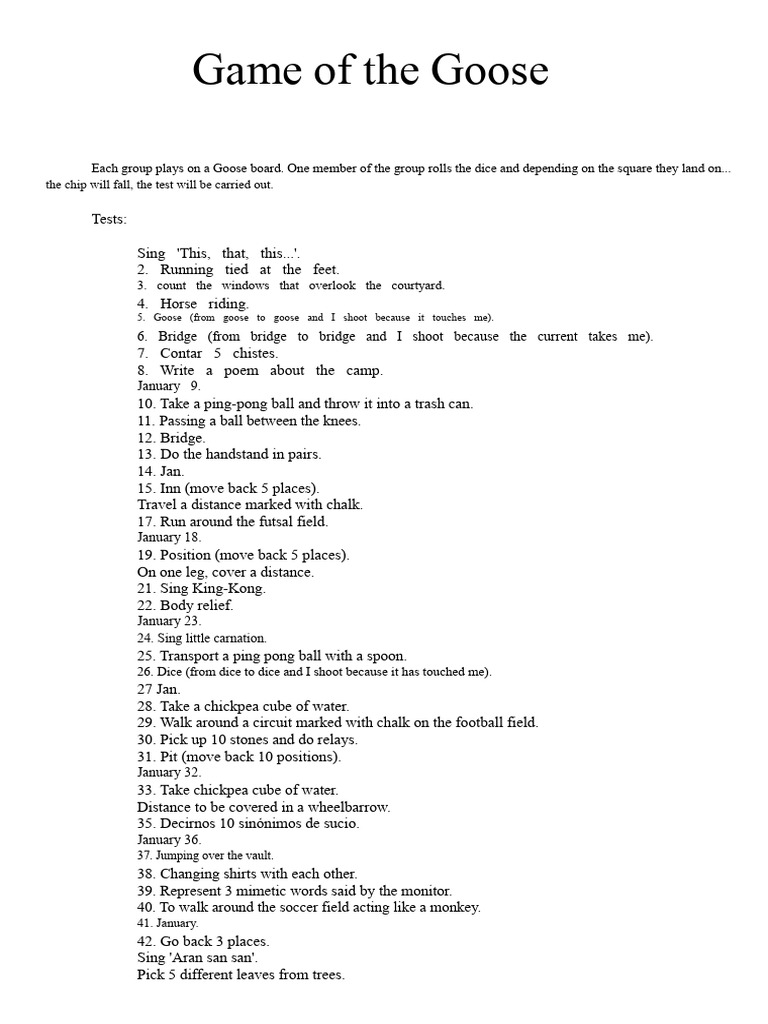 Game of the Goose Activity Guide | PDF