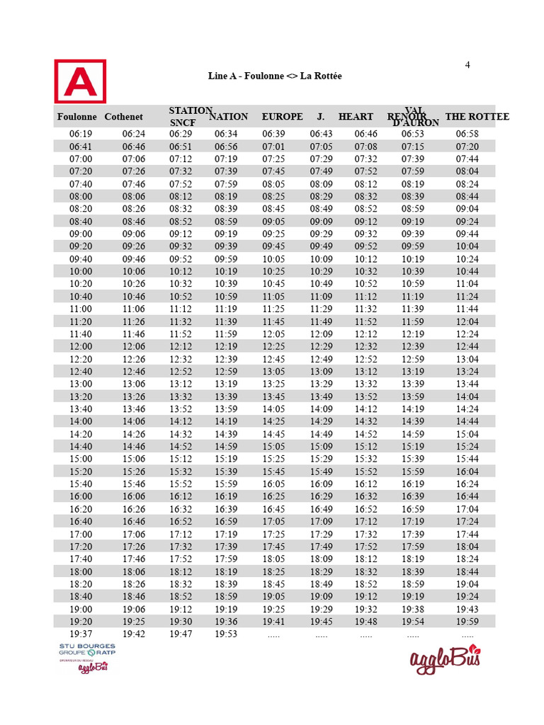 Agglobus Bus Line Timetables | PDF