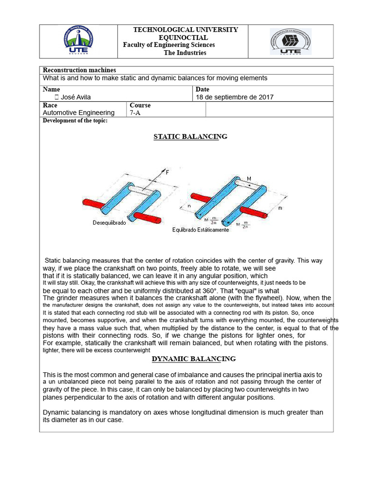 Static and Dynamic Balancing | PDF | Rotation | Motion (Physics)