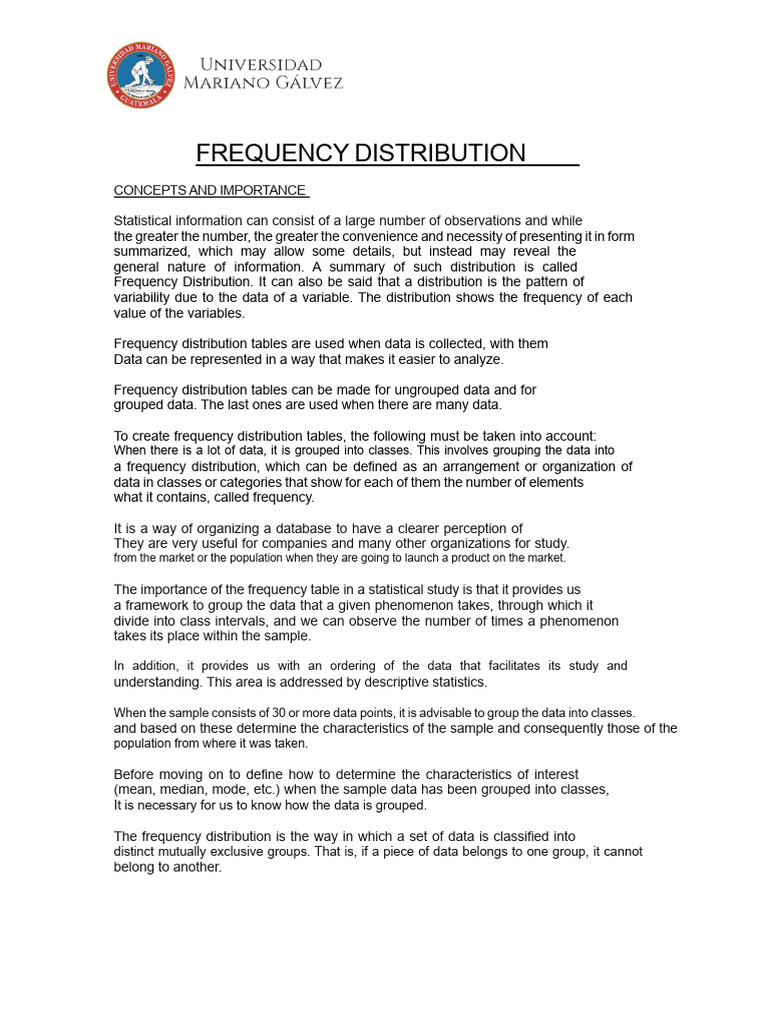FREQUENCY DISTRIBUTION | PDF | Probability Distribution | Histogram
