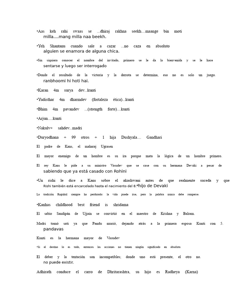 notas de mahabharat | PDF | Mahabharata | Textos Vaisnavas