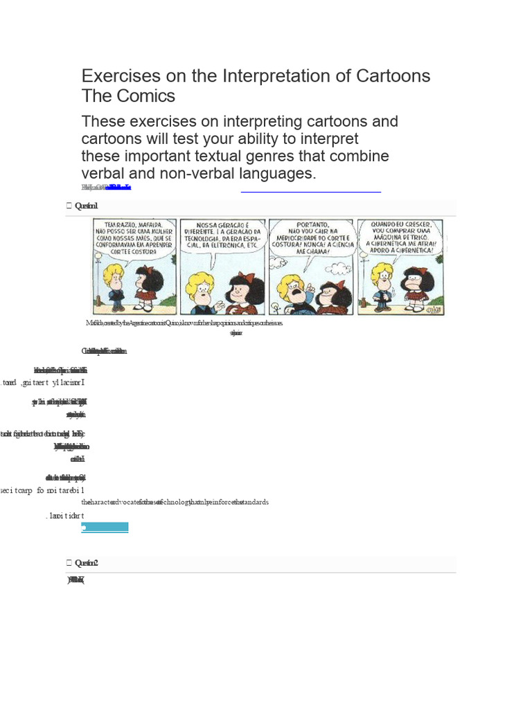 Exercises On The Interpretation of Cartoons and Comic Strips | PDF ...