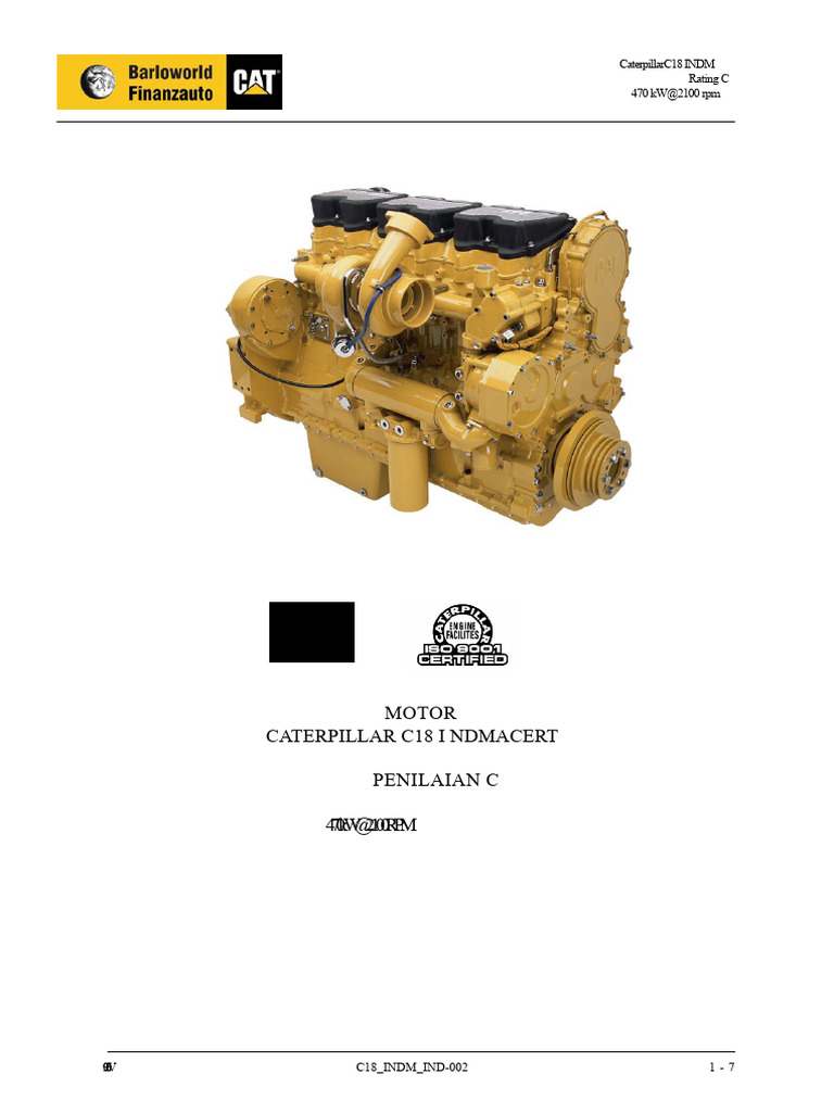 Motor Caterpillar C18 Indm Acert Penilaian C RPM PDF | PDF