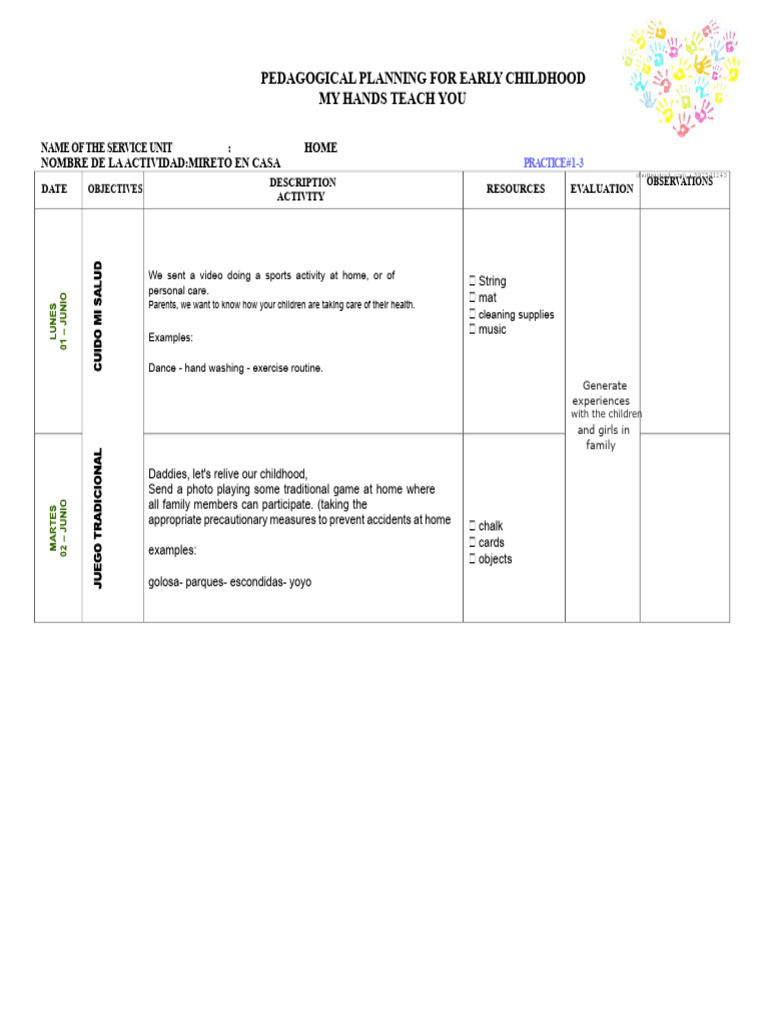 PLANNING 1st WEEK OF JUNE | PDF