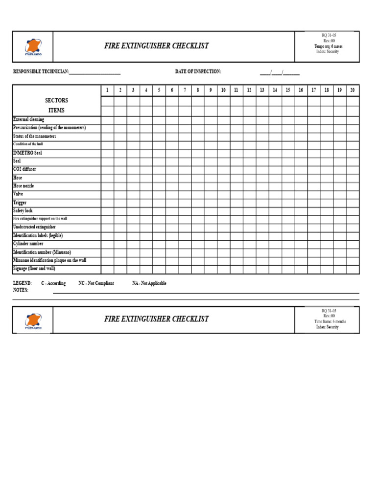 Fire Extinguisher Inspection Checklist | PDF | Pressure Measurement ...