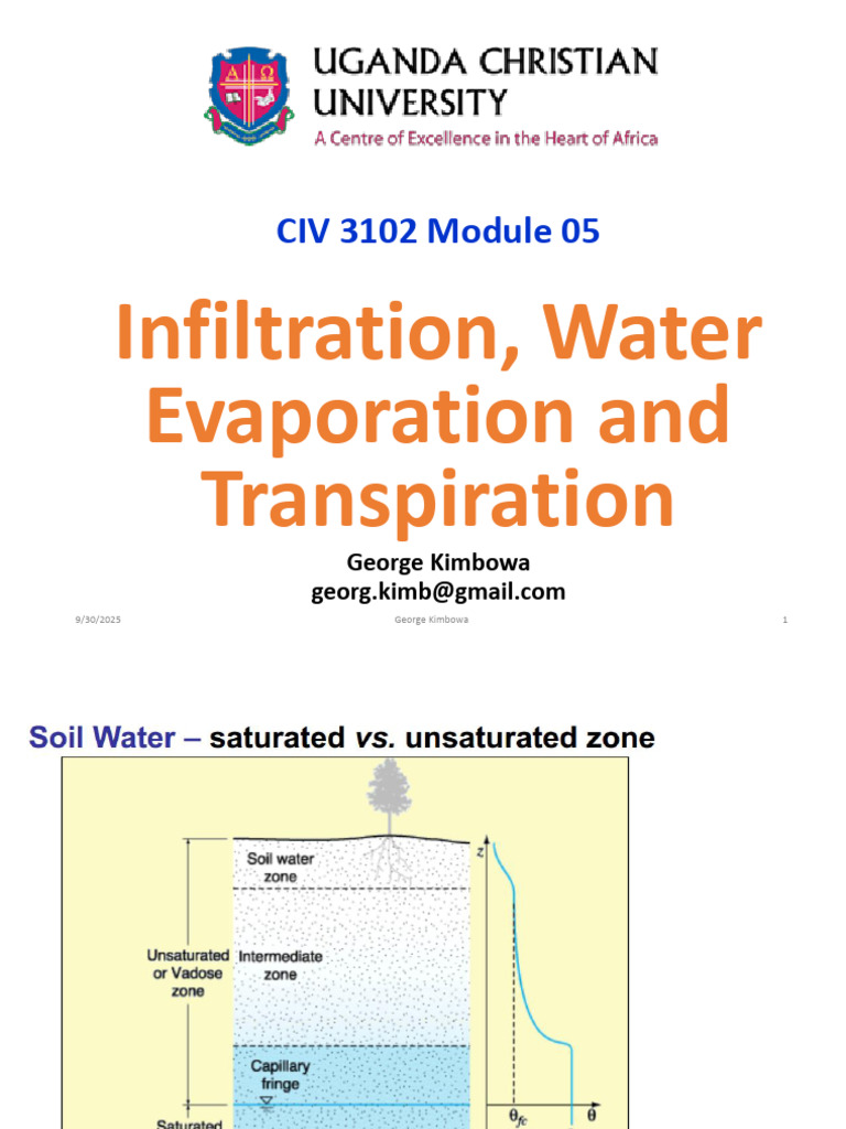 Module 05-Infiltration, Water Evaporation and Transpiration | PDF | Evapotranspiration | Evaporation