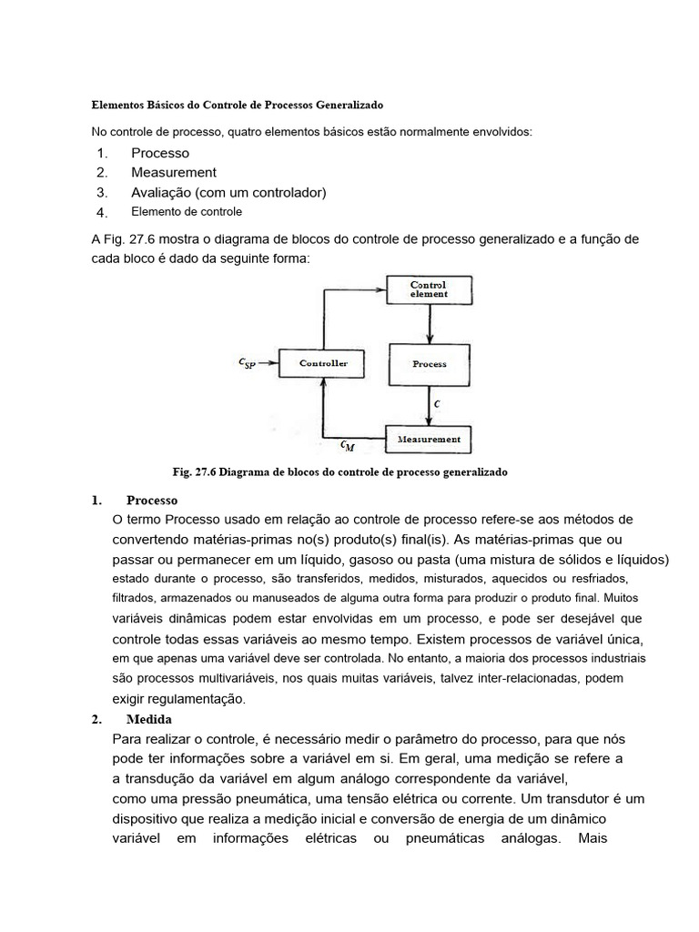Controle de Processos: Elementos Essenciais | PDF | Temperatura | Bomba