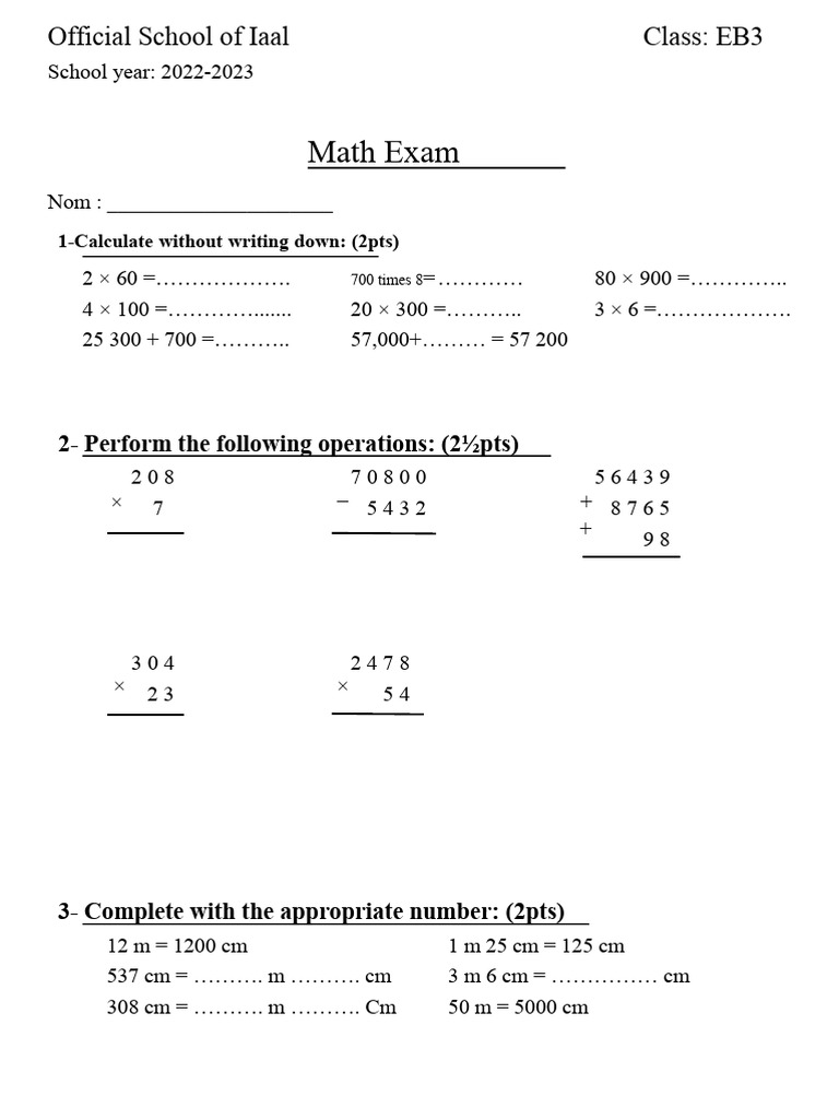 EB3 CE2 Math 2023 | PDF