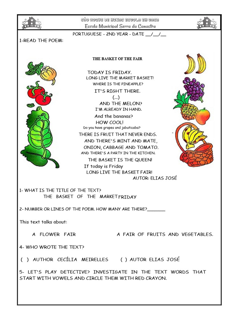 The Basket of The Market - Poem | PDF | Fruit | Foods