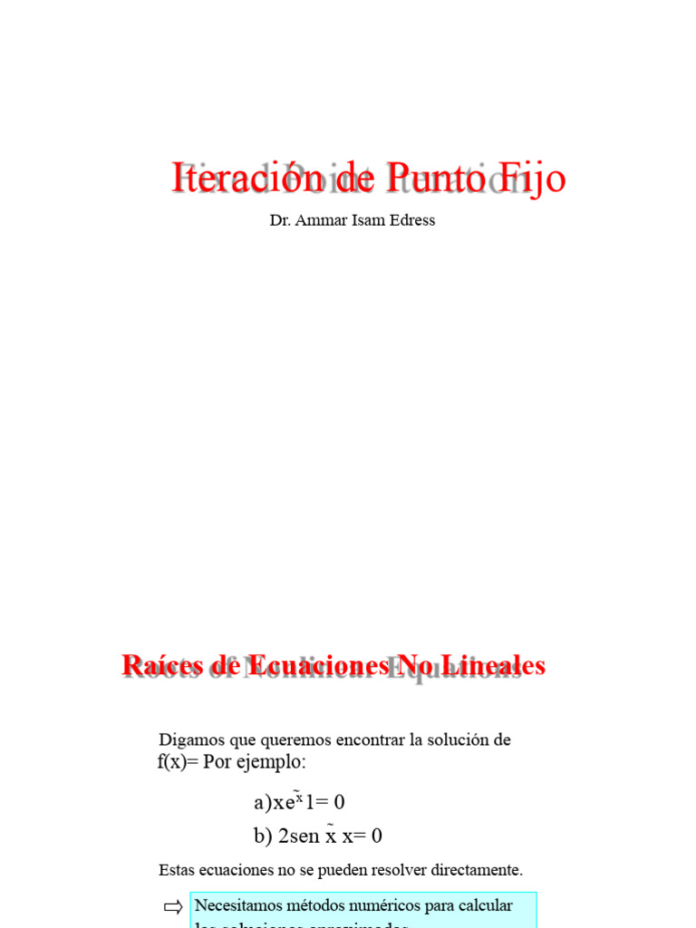 Iteración de Punto Fijo | PDF | Análisis numérico | Ecuaciones
