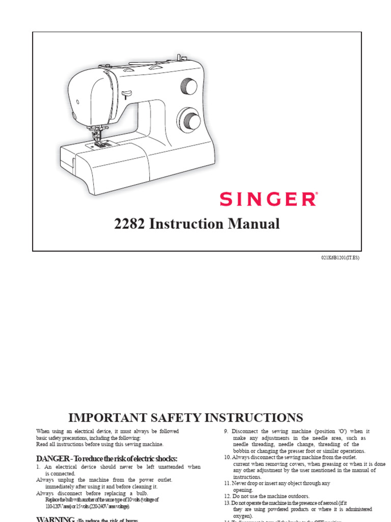 SINGER 2282 MANUAL | PDF | Sewing Machine | Yarn