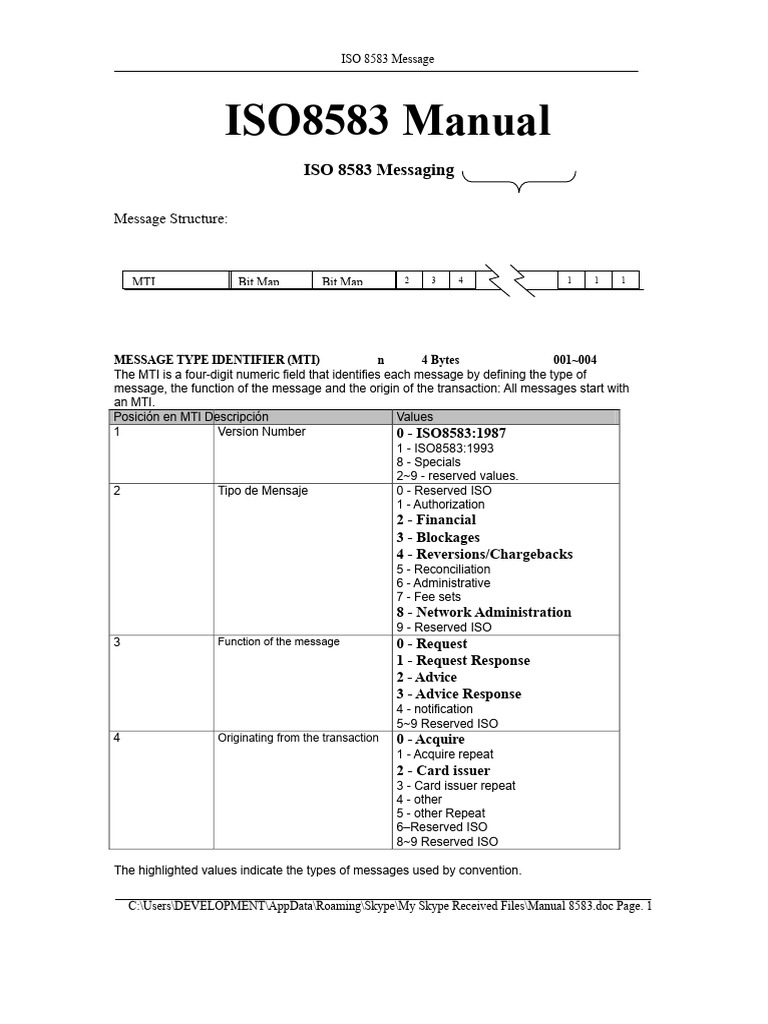 ISO8583 Manual | PDF | Banking Technology | Payments