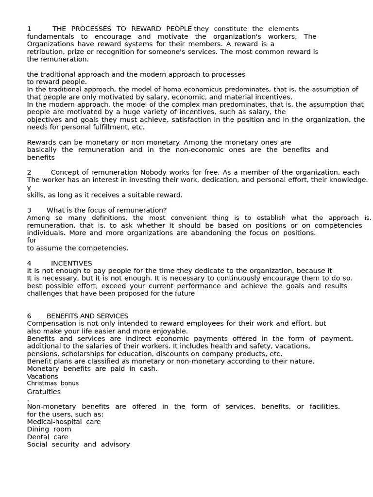 1 The Processes To Reward People Constitute The Fundamental Elements To Incentivize and Motivate ...