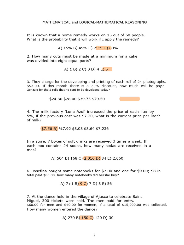 Mathematical Reasoning 2 | PDF | Odds