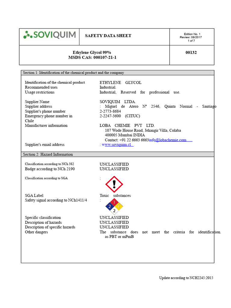 Ethylene Glycol - 0132 | PDF | Toxicity | Personal Protective Equipment