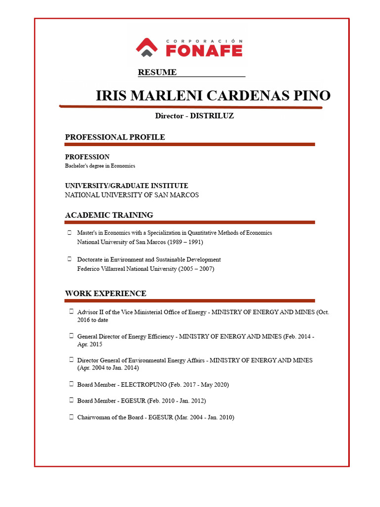 Iris Marleni Cárdenas Pino Distriluz | PDF