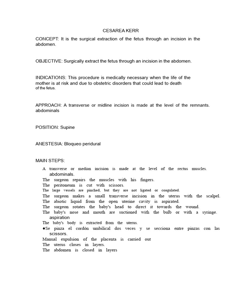 Cesarea Kerr | PDF | Surgical Suture | Caesarean Section