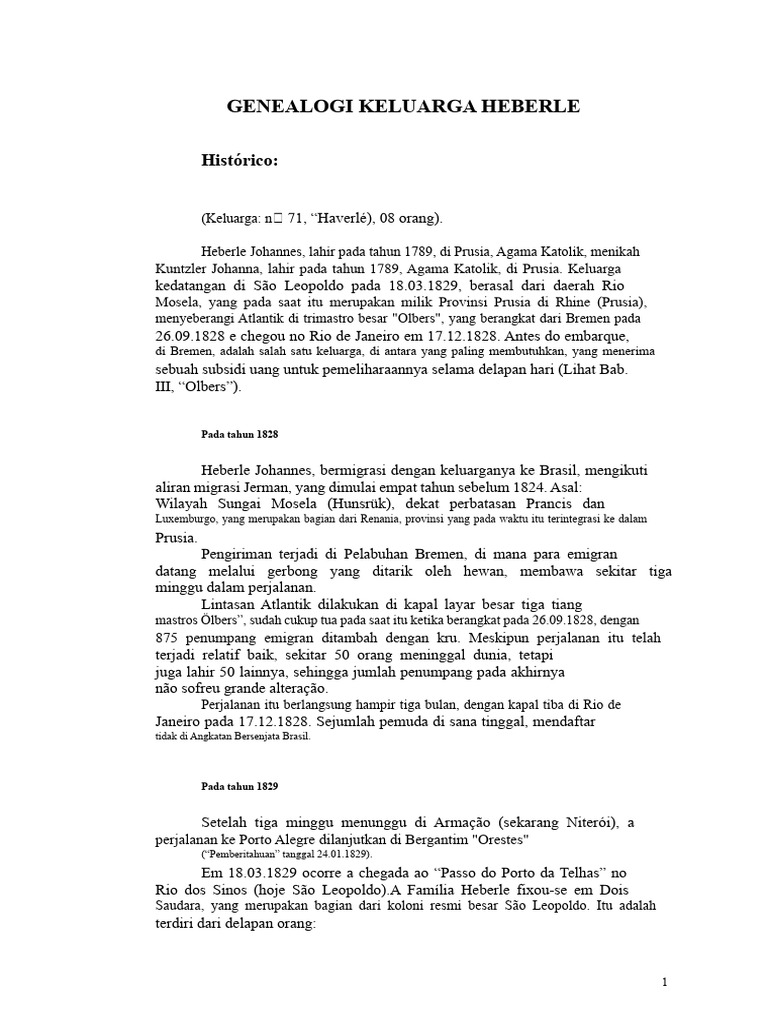 Genealogi Keluarga Heberle di Brasil | PDF