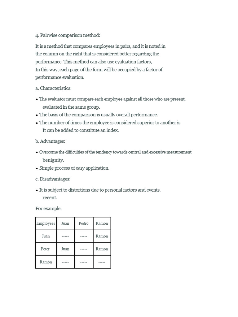 Pairwise Comparison Method | PDF | Performance Appraisal