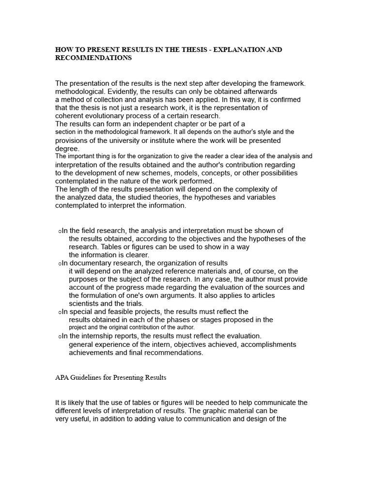 How To Present Results in The Thesis | PDF | Methodology | Information