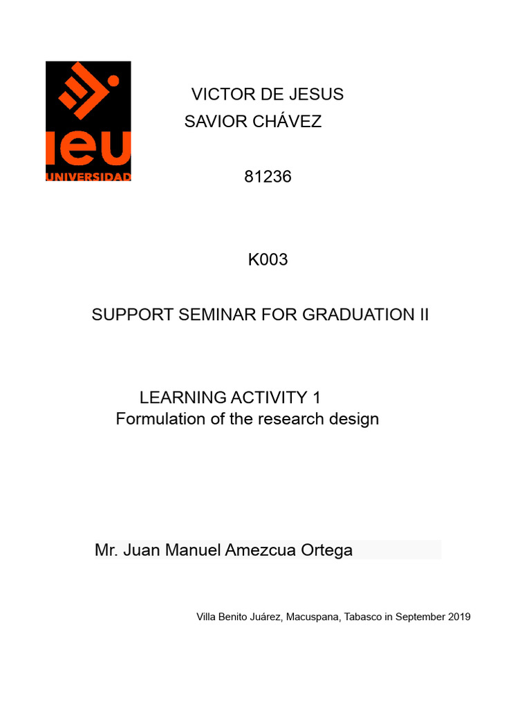 Learning Activity 1. Formulation of The Research Design | PDF ...